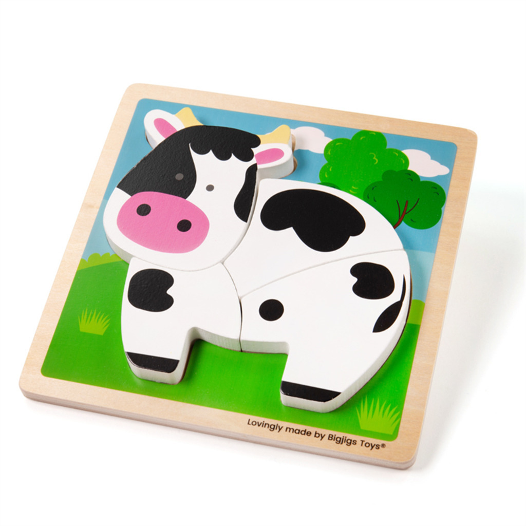 Bigjigs - Chunky Lift Out Cow Puzzle - Toy Dubai (Toys MENA LLC)