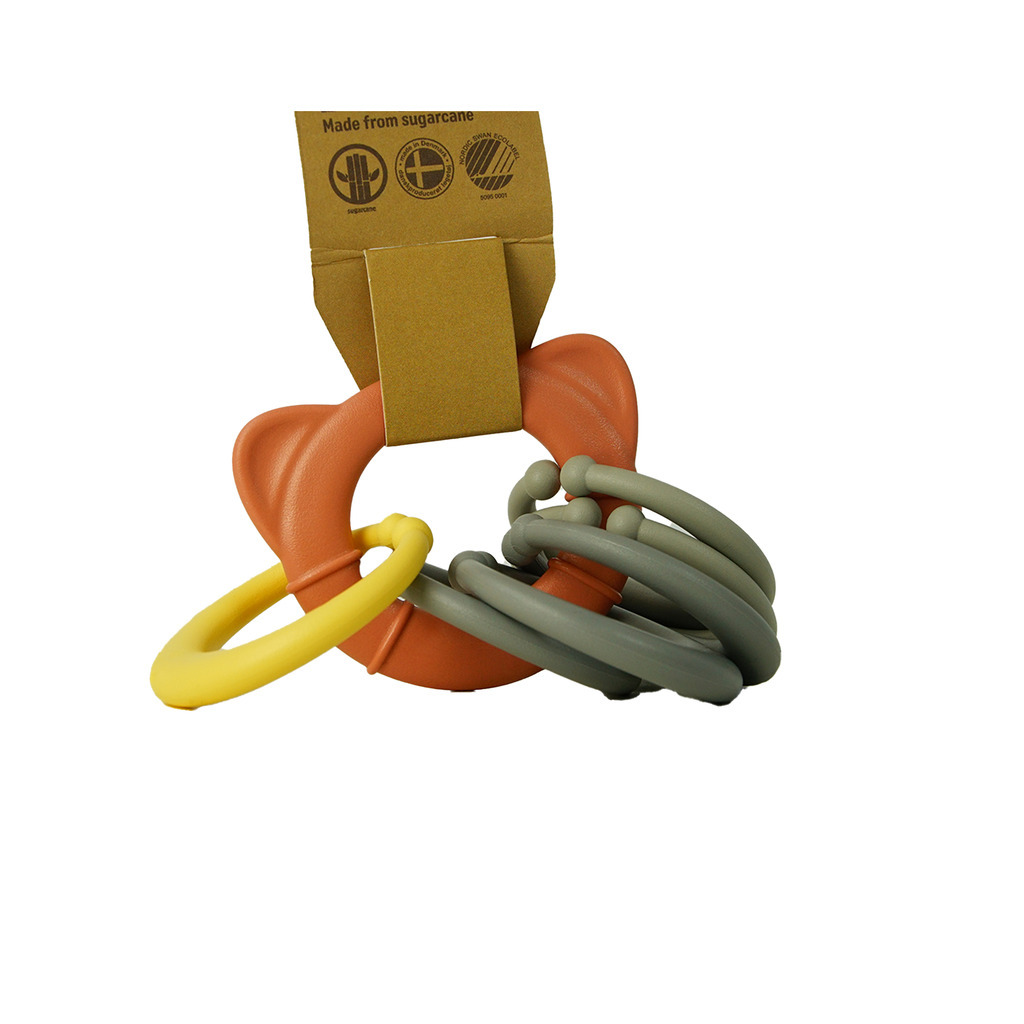 Bioplastic Tiny Teether Ring Chain - Cat (Coral) - Toy Dubai (Toys MENA ...