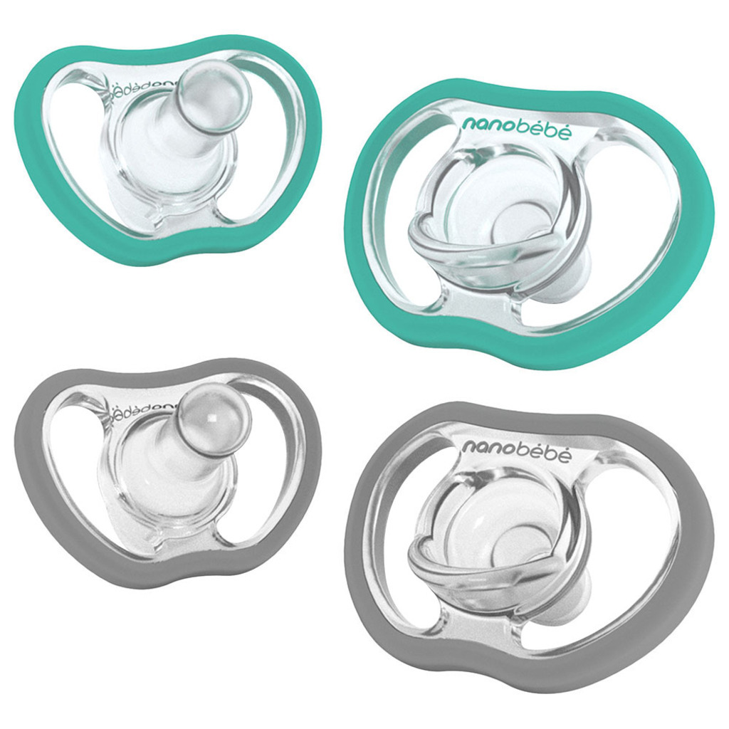 Nanobebe Flexy Pacifier - 4 pack 3m+ - Grey+Teal - Toy Dubai (Toys MENA ...