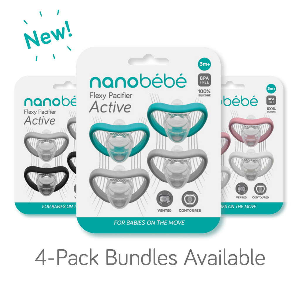 Nanobebe Active Pacifier - 4 pack- 4m+ Teal & Cool grey - Toy Dubai ...