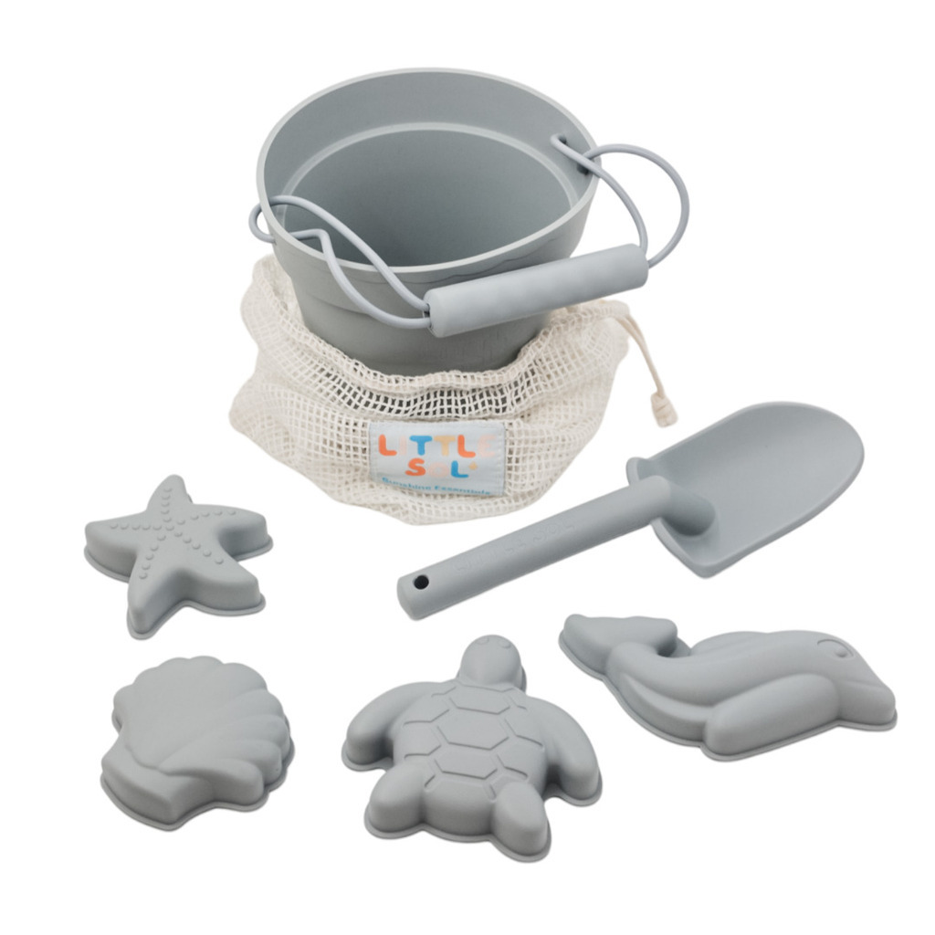 Silicone Beach Bucket and Spade 6 Pc Set - Powder Blue - Toy Dubai ...