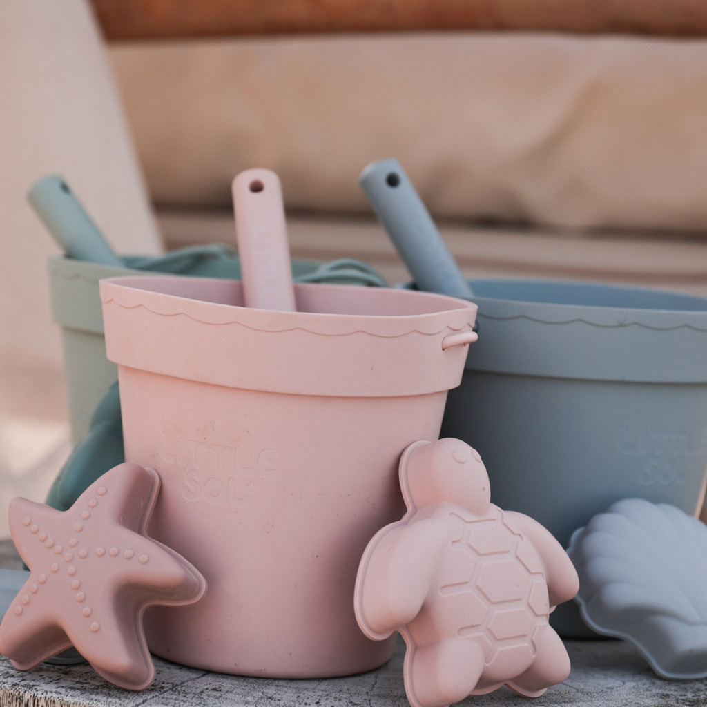 Silicone Beach Bucket and Spade 6 Pc Set - Powder Blue - Toy Dubai ...