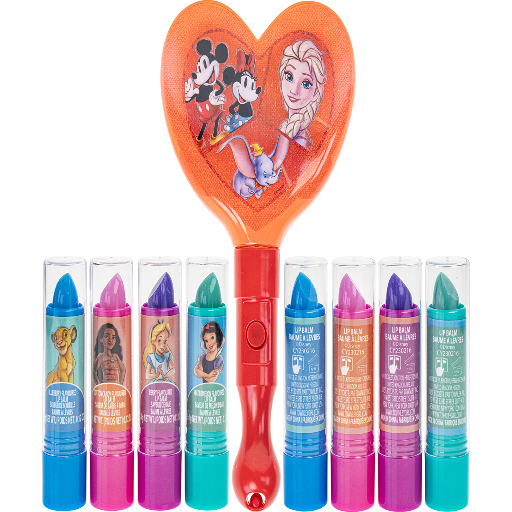 Disney 100th - Townley Girl 4 Pk Lip Balm with Light-Up Mirror - Toy ...
