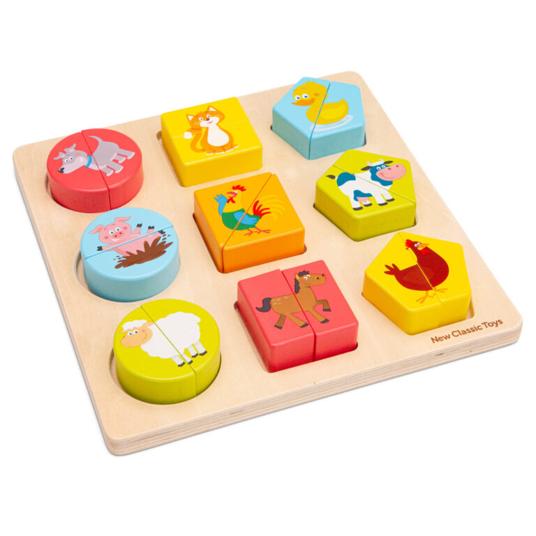 New Classic Toys - Shape Block Puzzle - Animals - Toy Dubai (Toys MENA LLC)