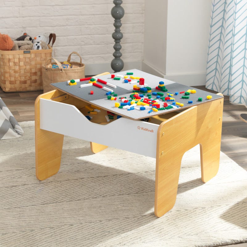 2-in-1 Activity Table with Board - Gray & Natural - Toy Dubai (Toys ...