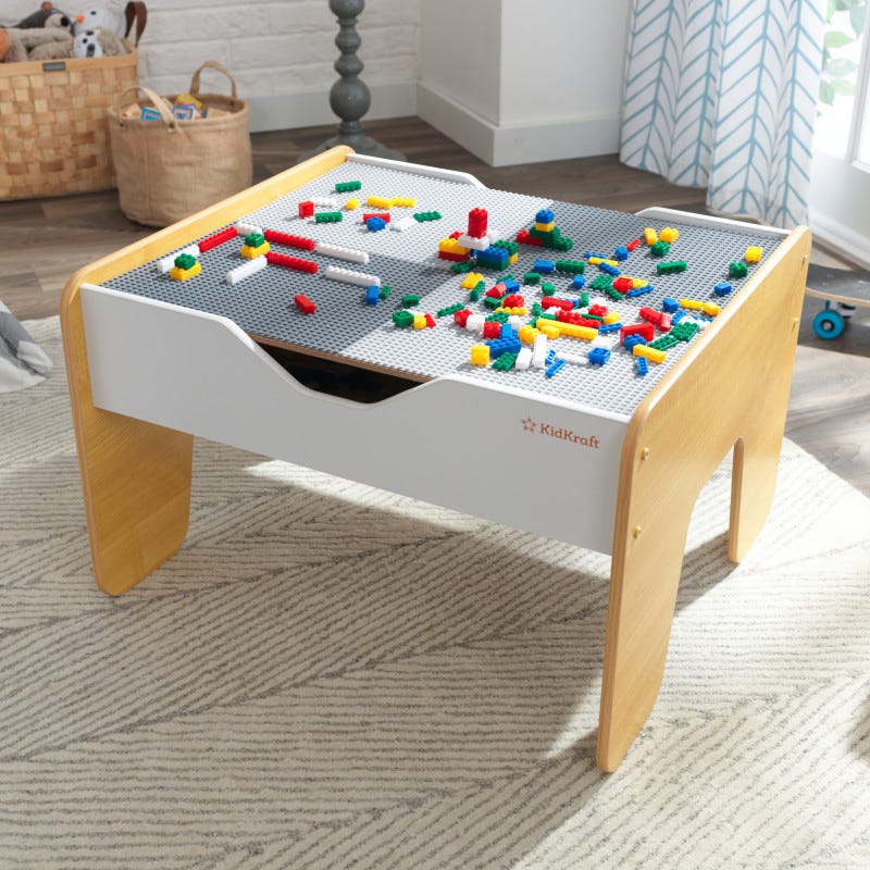 2-in-1 Activity Table with Board - Gray & Natural - Toy Dubai (Toys ...