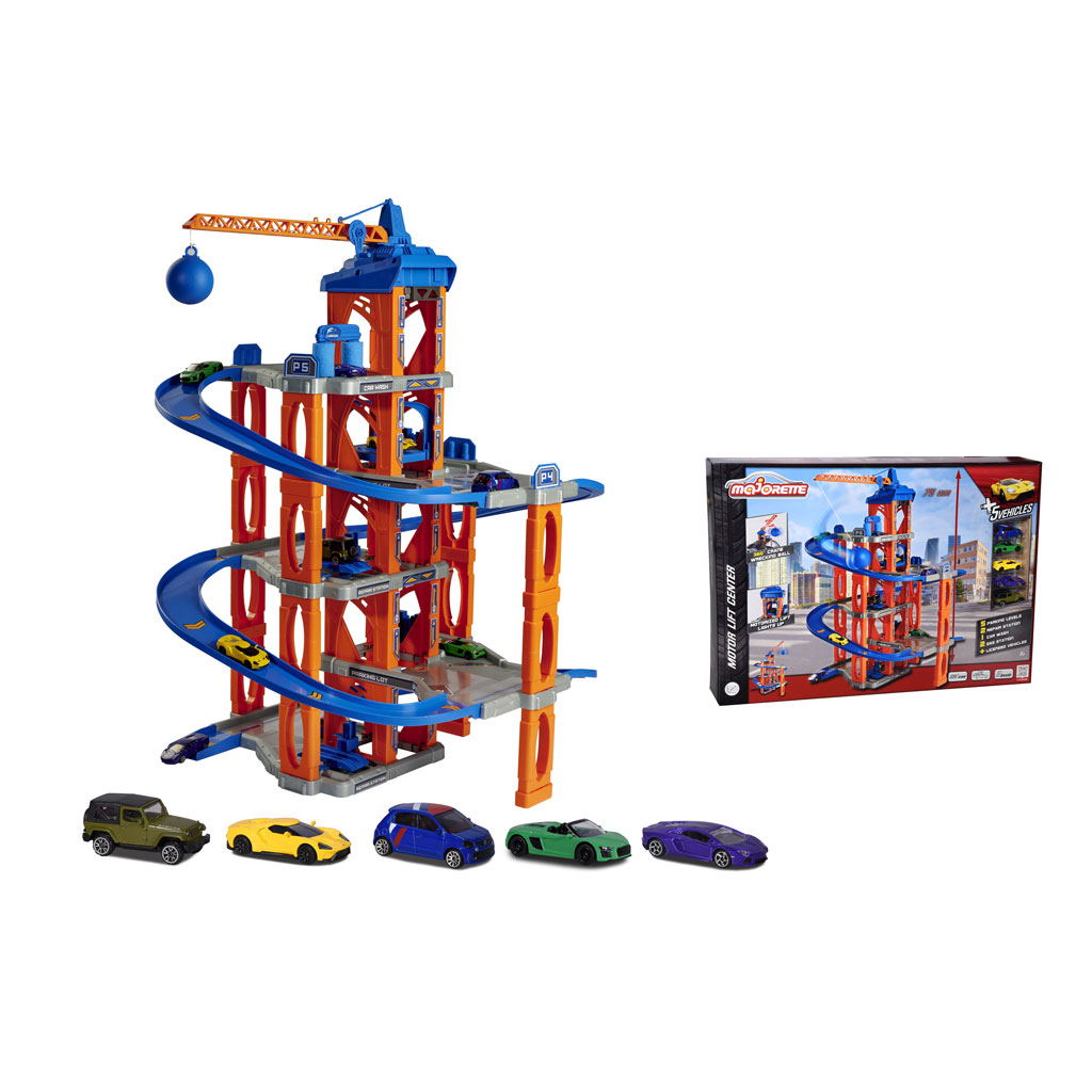 Majorette - Motor Lift Center + 5 Cars - Toy Dubai (Toys MENA LLC)