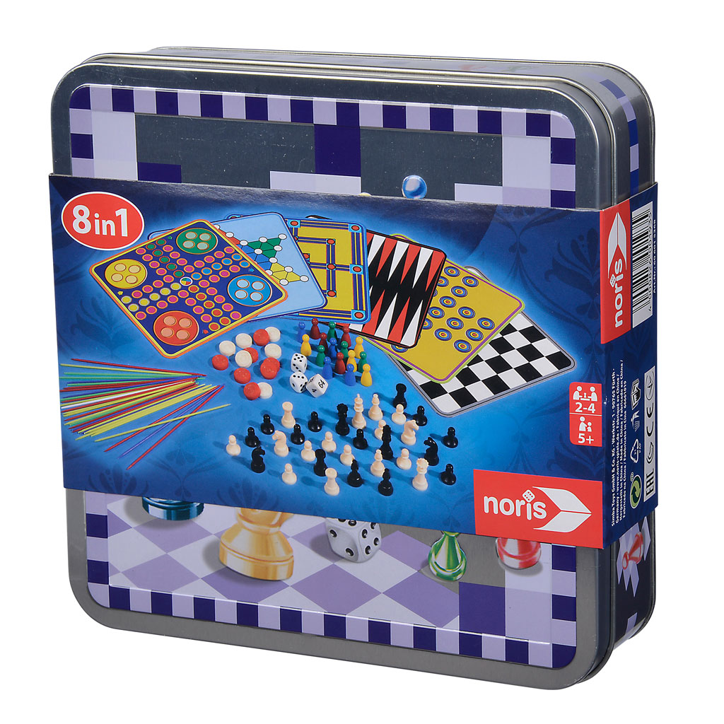 Noris - 8 In 1 Games In Metal Box - Toy Dubai (Toys MENA LLC)