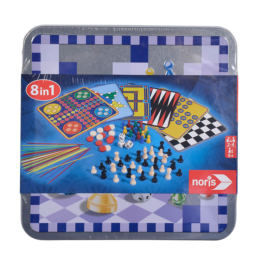 Noris - 8 In 1 Games In Metal Box - Toy Dubai (Toys MENA LLC)