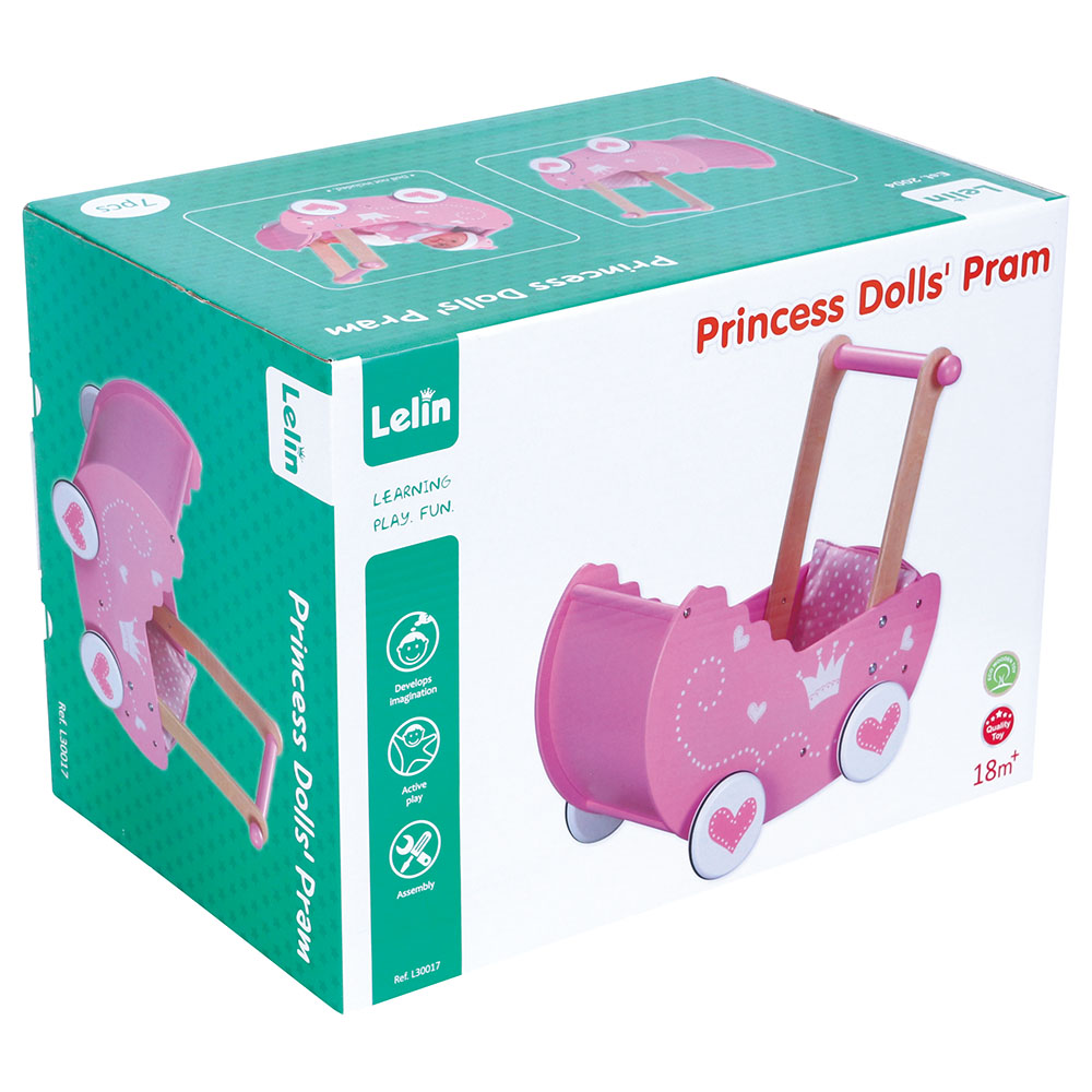 Lelin Wooden Princess Doll's Pram - L30017 - Toy Dubai (Toys MENA LLC)