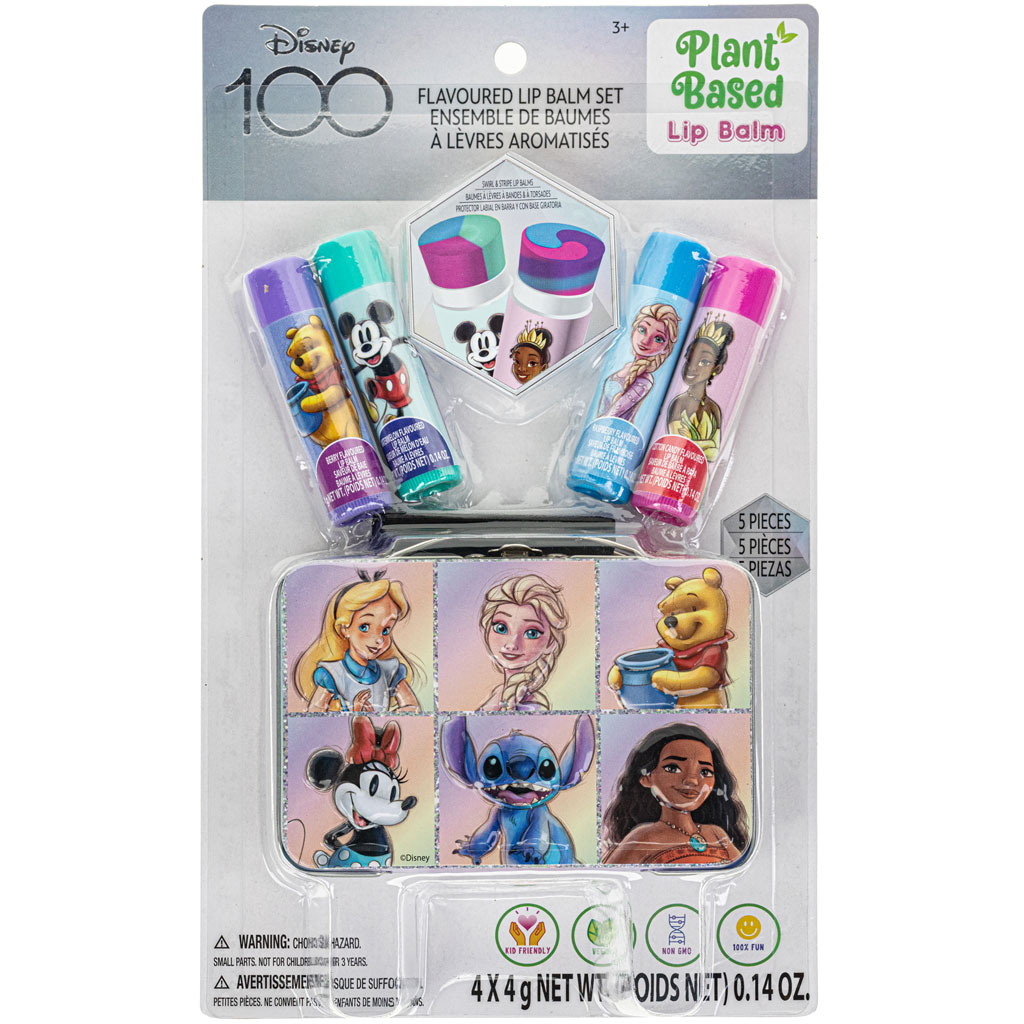 Disney 100th - Townley Girl 4 Pk Swirl Lip Balm with Tin Plant-Based ...