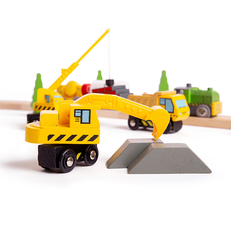 Bigjigs - Construction Site Vehicles Set - Toy Dubai (Toys MENA LLC)